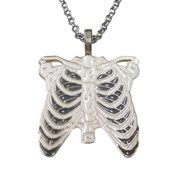 Kiola Designs | Jewelry | White Toned Anatomical Rib Cage Pendant ...